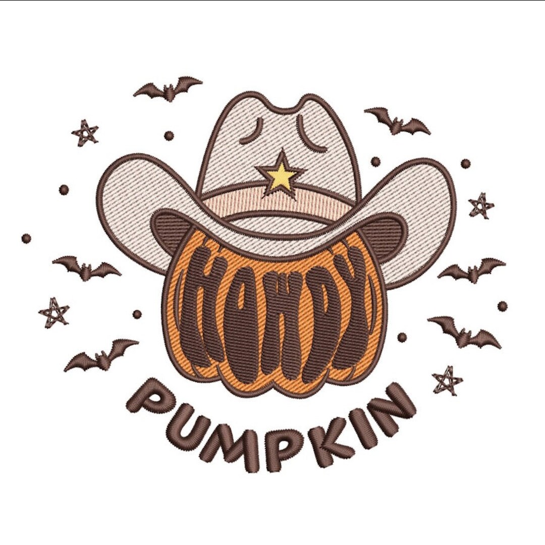 Howdy Pumpkin Embroidery Design, Howdy Western Embroidery, Cowboy ...