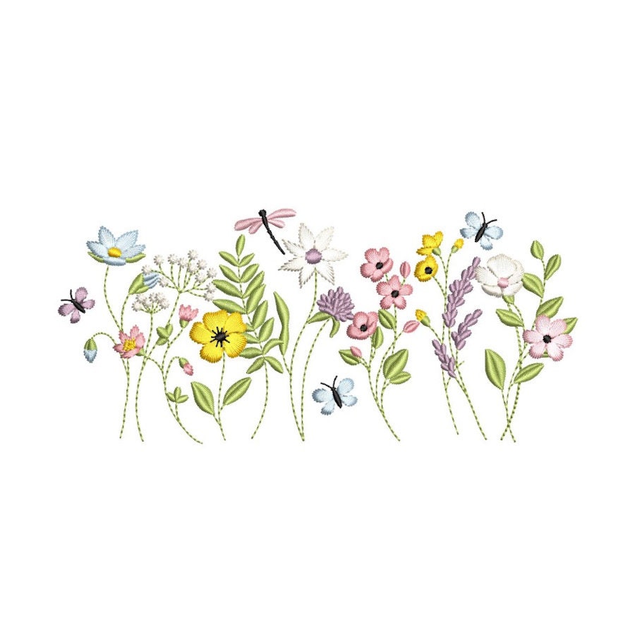 Flowers Embroidery Design, Digital File, 3 Sizes - Etsy