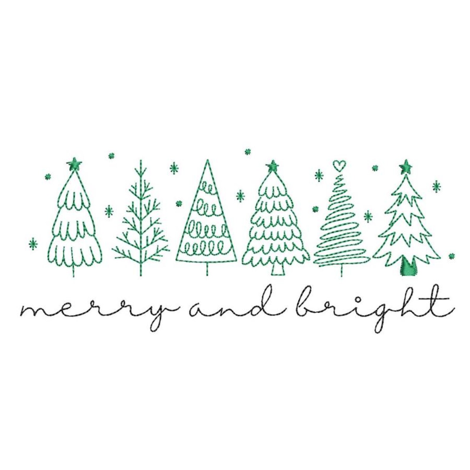 Christmas Trees Outline Embroidery Design, Merry Christmas Digital File ...