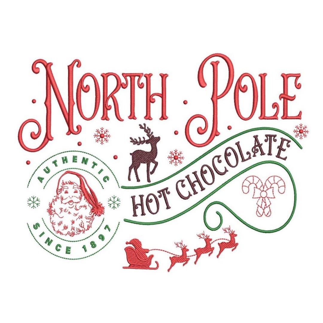 North Pole Hot Chocolate Embroidery Design, Merry Christmas Digital ...