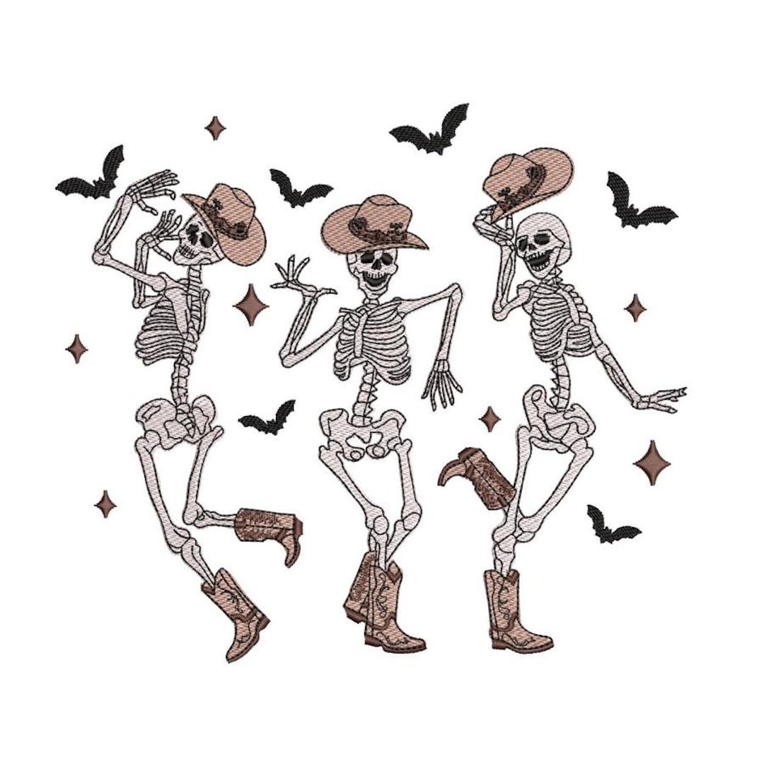 Dancing Skeletons Embroidery Design, Howdy Western Embroidery, Cowboy ...