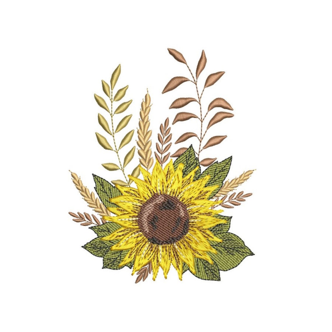 Sunflower Machine Embroidery Design, Digital File, 3 Sizes - Etsy