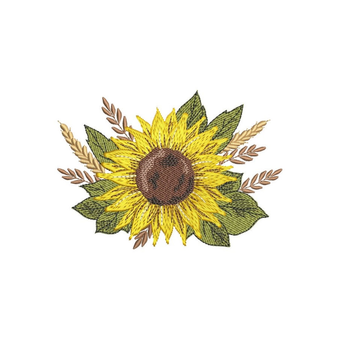 Sunflower Machine Embroidery Design, Digital File, 4 Sizes - Etsy
