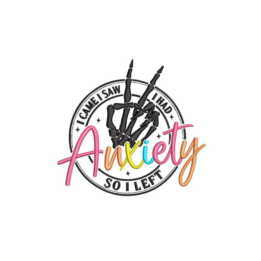 Anxiety Embroidery Design, Dead Inside Skeleton Digital File, 4 Sizes ...