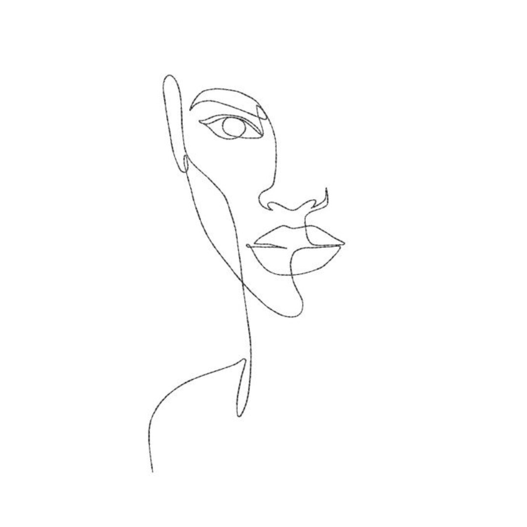 Woman's Face, Line Art Embroidery Design, Digital File, 3 Sizes - Etsy