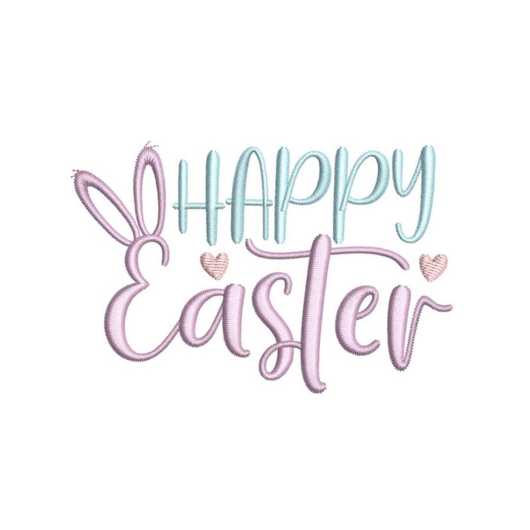 Easter Bunny Ears Embroidery Design, Happy Easter Digital File, 4 Sizes ...