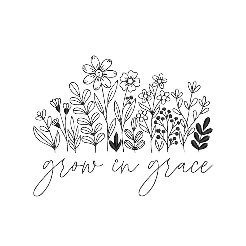 Grow in Grace Flowers Embroidery Design, Digital File, 3 Sizes - Etsy