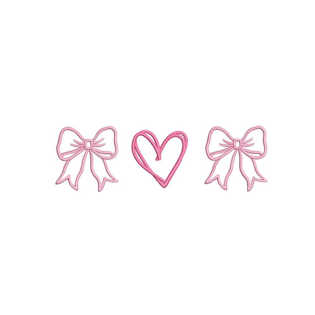 Heart With Bows Embroidery Design, Valentine's Day Digital File, 4 ...