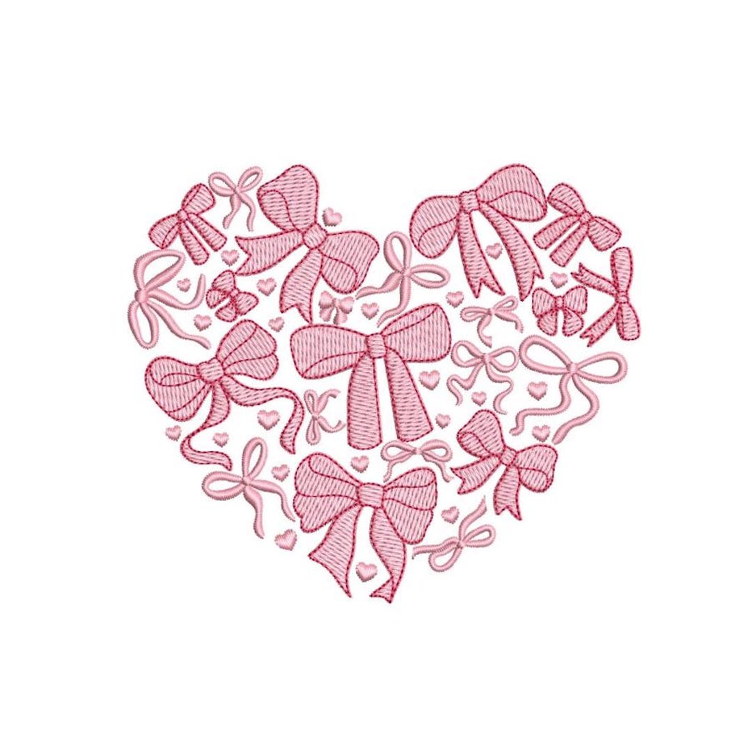 Heart With Bow Embroidery Design, Valentine's Day Digital File, 3 Sizes ...