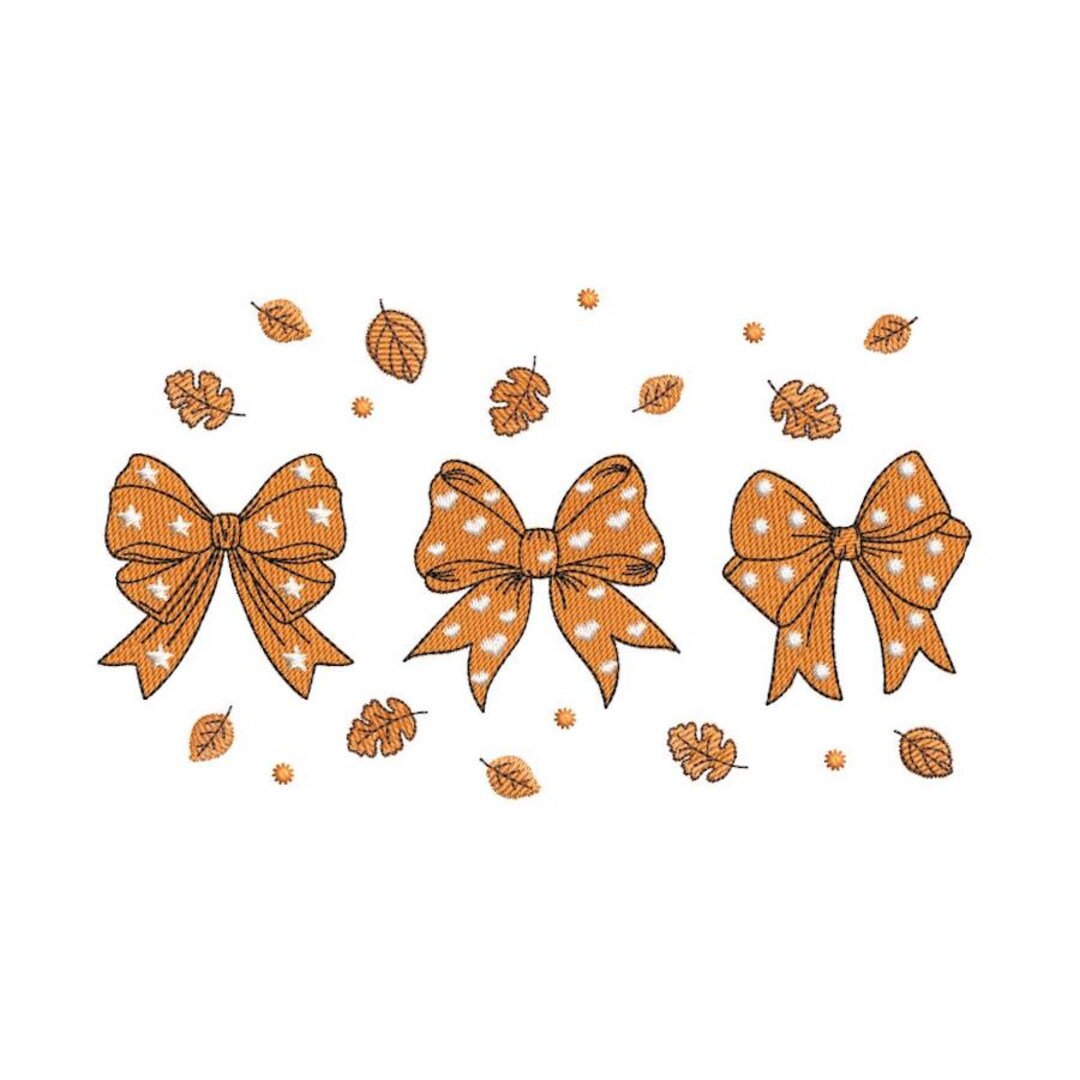 Autumn Coquette Bows Embroidery Design, Fall Bow Digital File, 4 Sizes ...