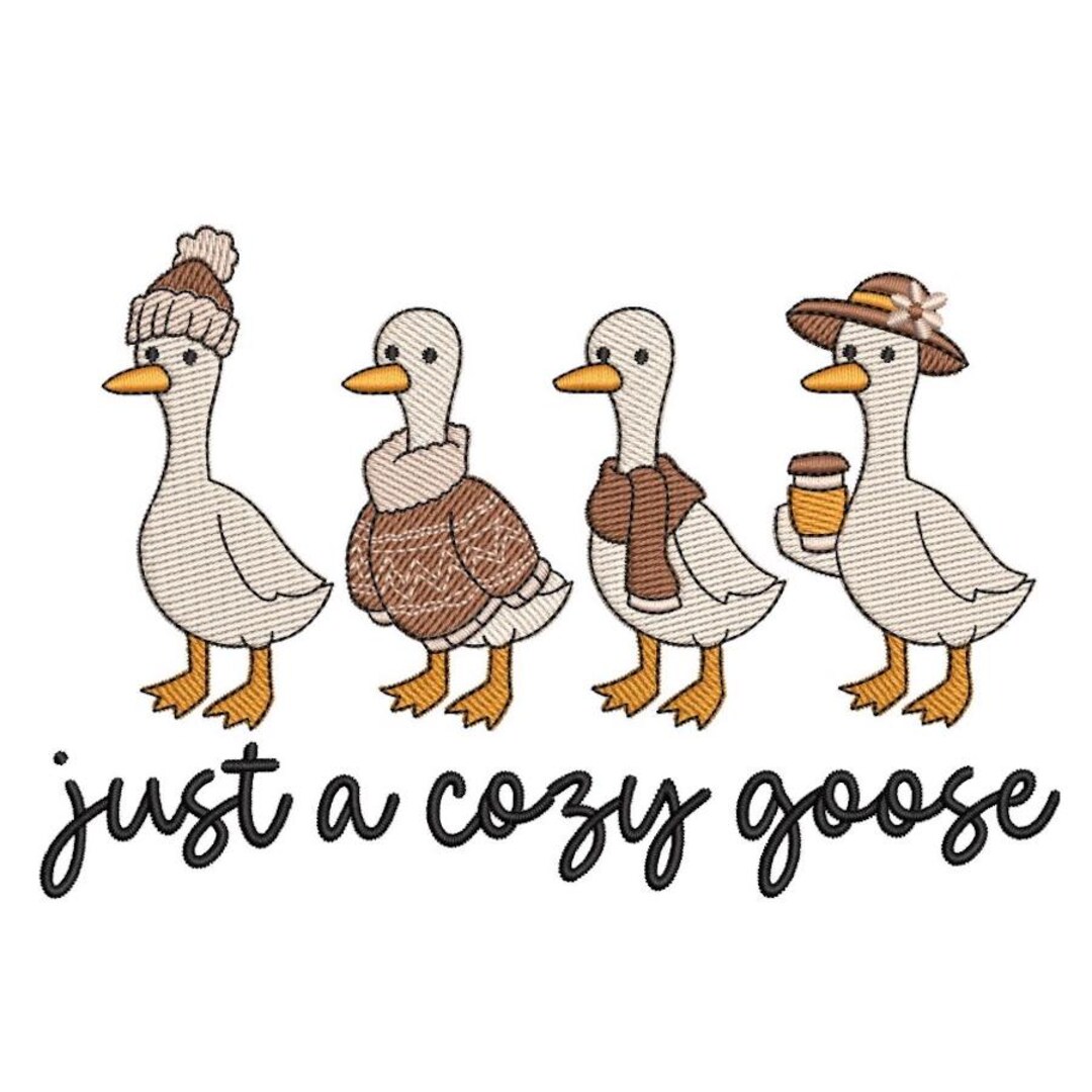 Cozy Goose Embroidery Design, Bird Digital File, 3 Sizes - Etsy