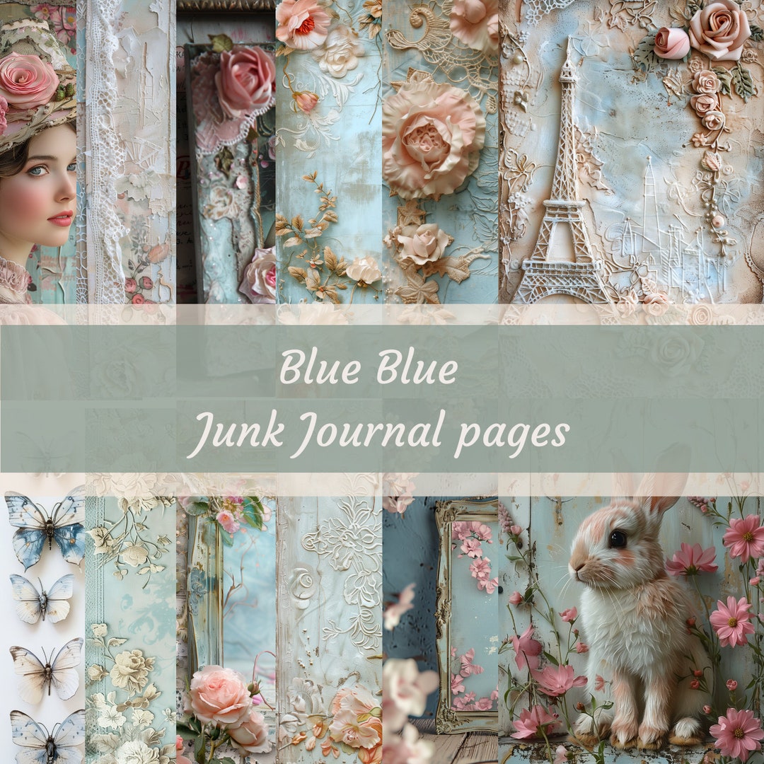 Printable Ancient Blue Blue Pages Digital Pages for Collage Junk ...