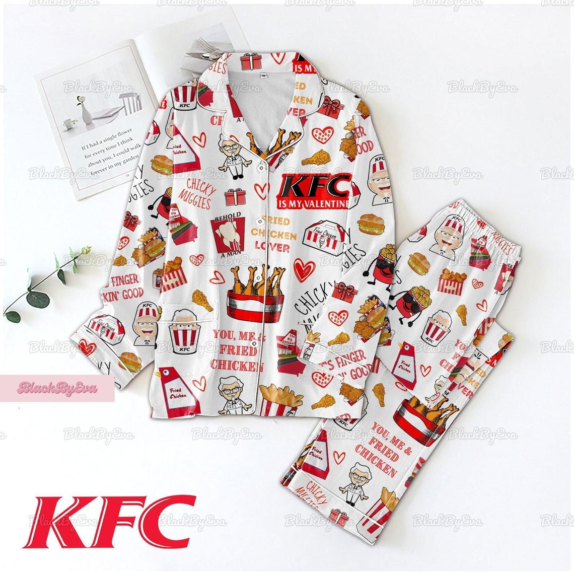 Kfc Chicken Shirt, Kfc Pajamas Set, Fast Food Holiday Pajamas, Kfc ...