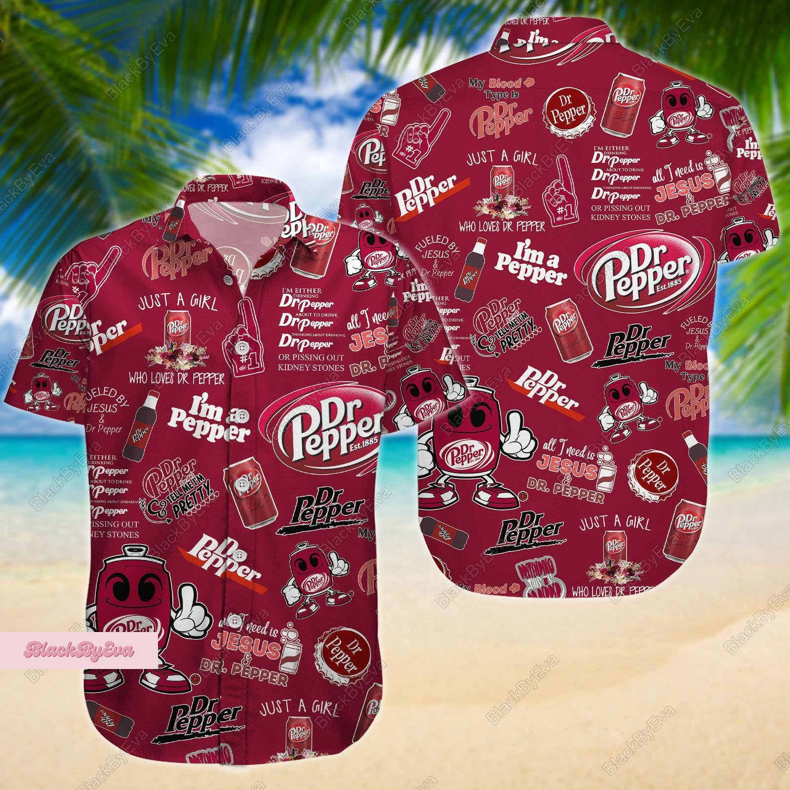 Dr Pepper Button Shirt, Dr Pepper Soda Swims Shorts, I Love Dr Pepper Hawaiian Shirt, Button ...