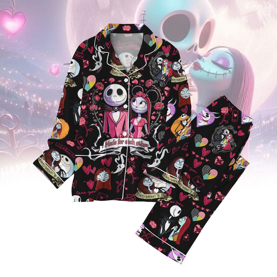 Jack and Sally Pajamas Set, Nightmare Before Christmas Pajamas, Jack ...