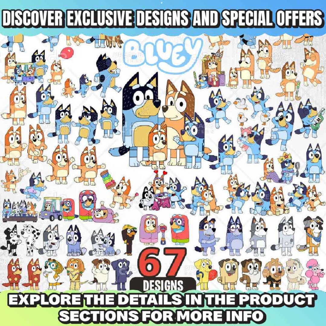 Bluey and Friends Svg, 67 Bluey Designs Easy to Use, Bluey Cliparts ...
