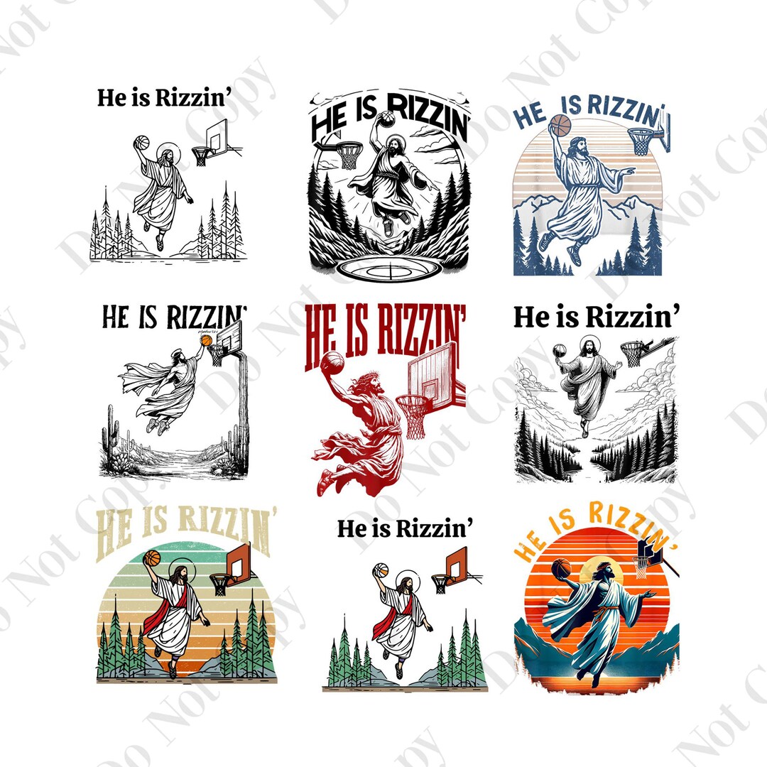 He is Rizzin Png Bundle, Jesus Playing Basketball Png, Funny Easter Day ...