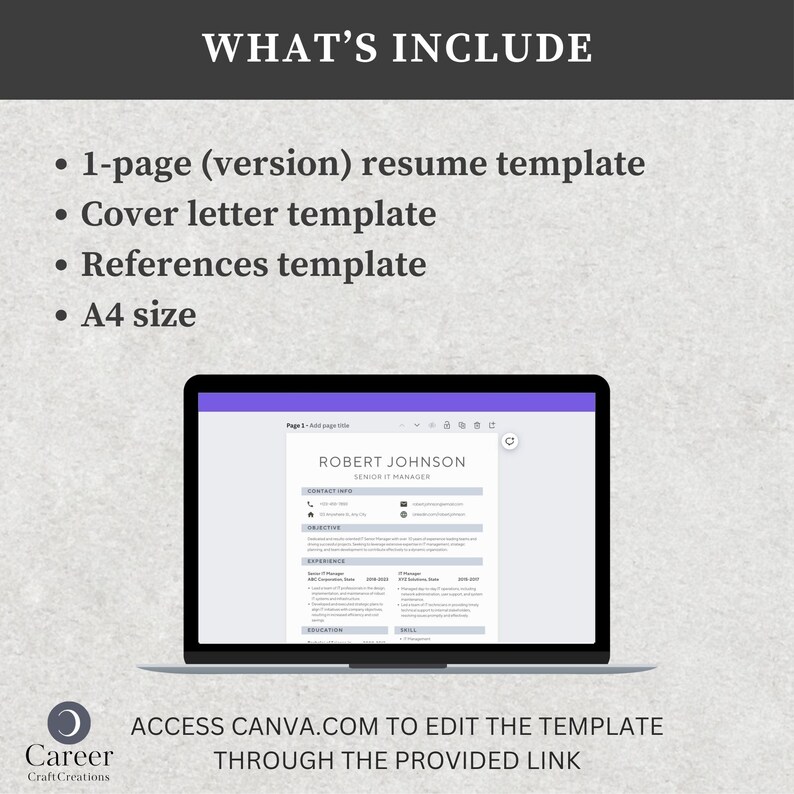 Professional Resume Template, Canva Resume Template, Cover Letter ...