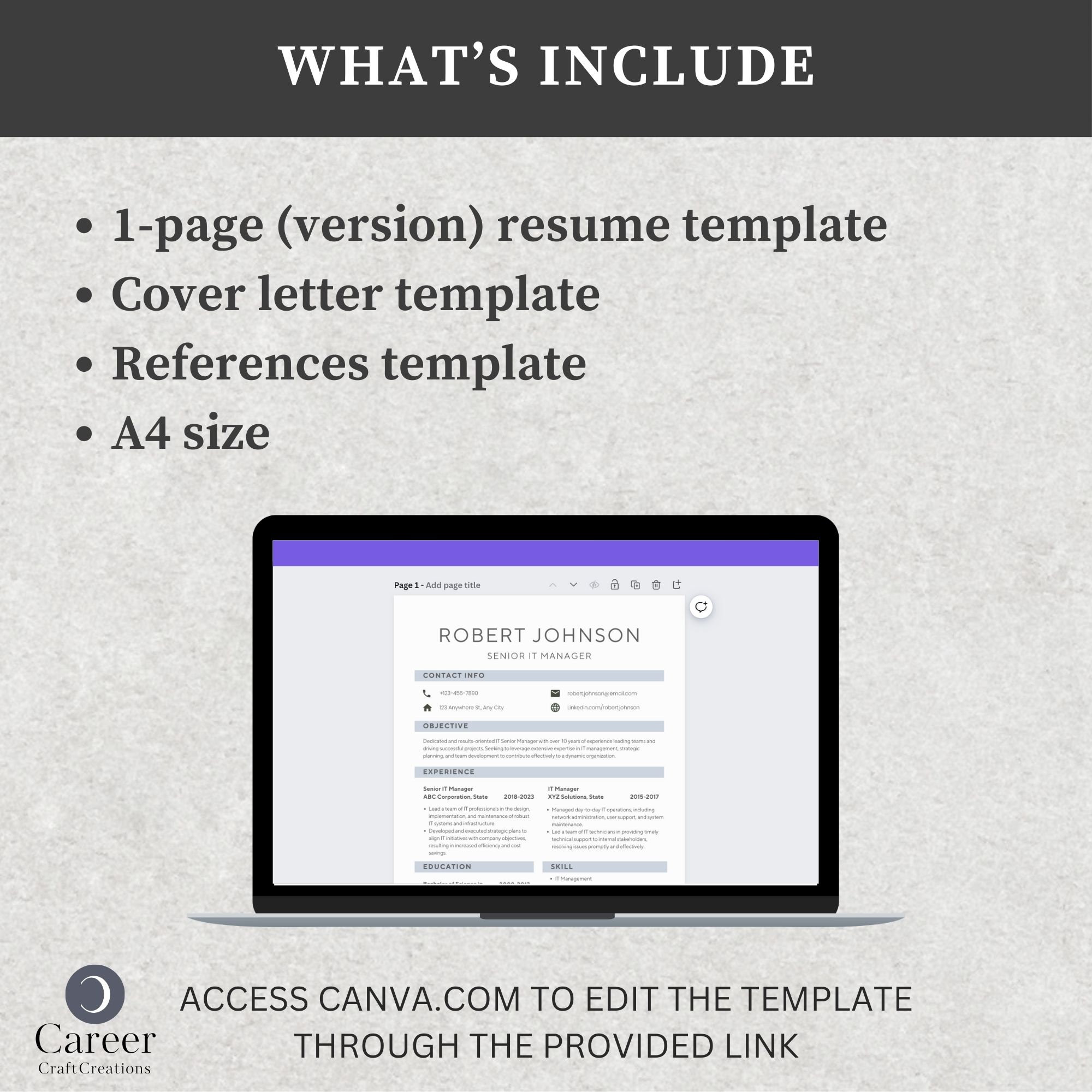 Professional Resume Template, Canva Resume Template, Cover Letter ...