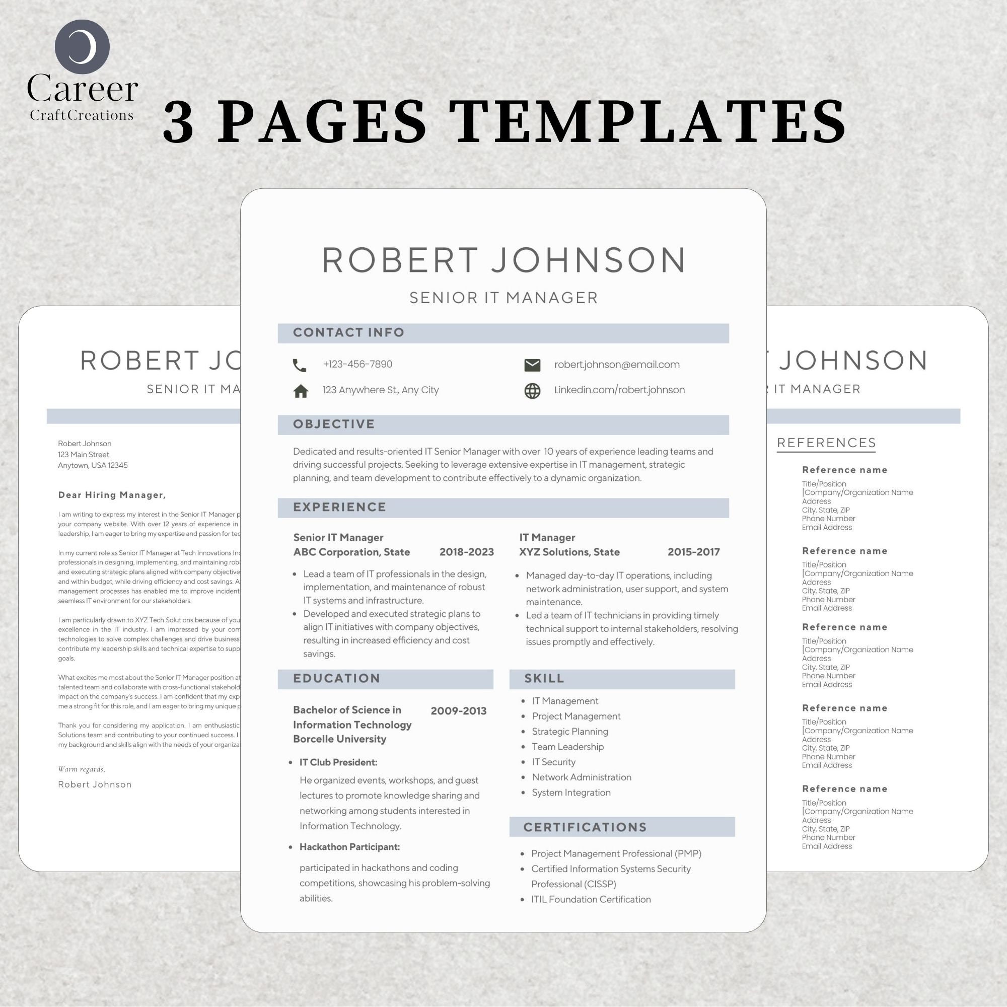 Professional Resume Template, Canva Resume Template, Cover Letter ...