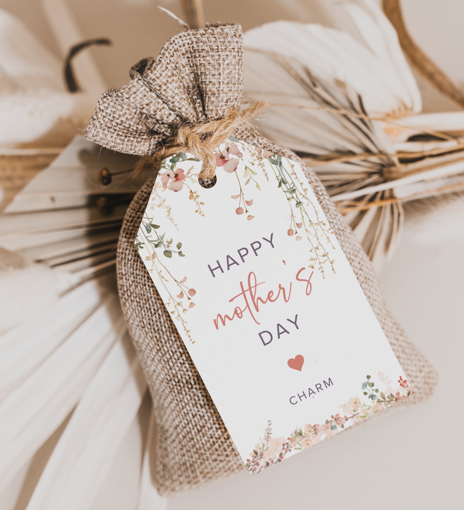 Mothers Day Gift Tag PRINTABLE Happy Mothers Day Tags, Floral Happy ...
