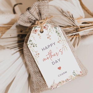 Mothers Day Gift Tag PRINTABLE Happy Mothers Day Tags, Floral Happy ...