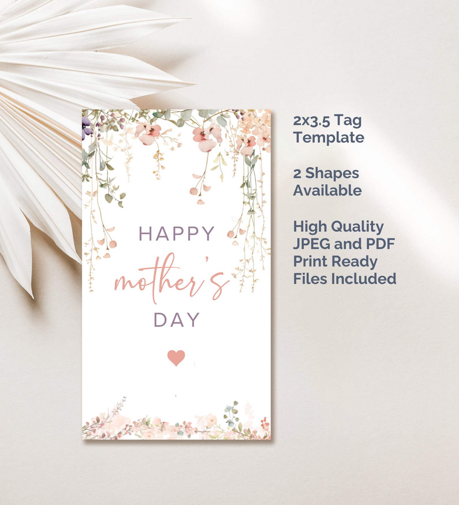 Mothers Day Gift Tag PRINTABLE Happy Mothers Day Tags, Floral Happy ...