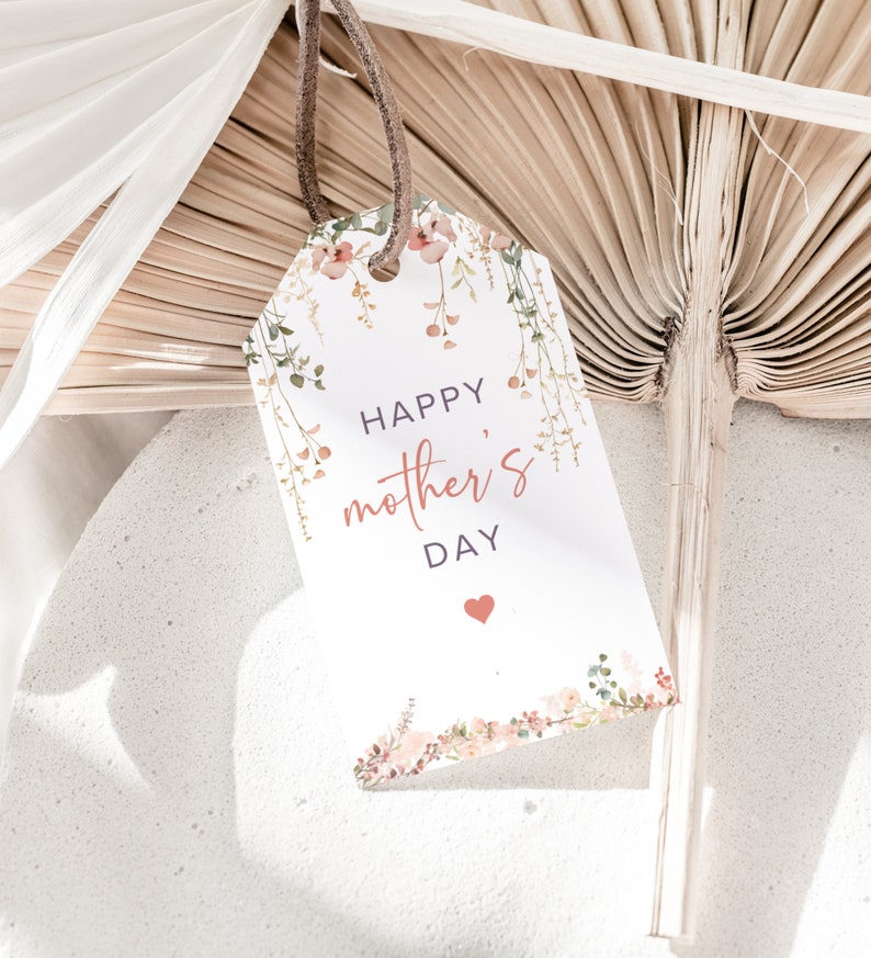 Mothers Day Gift Tag PRINTABLE Happy Mothers Day Tags, Floral Happy ...