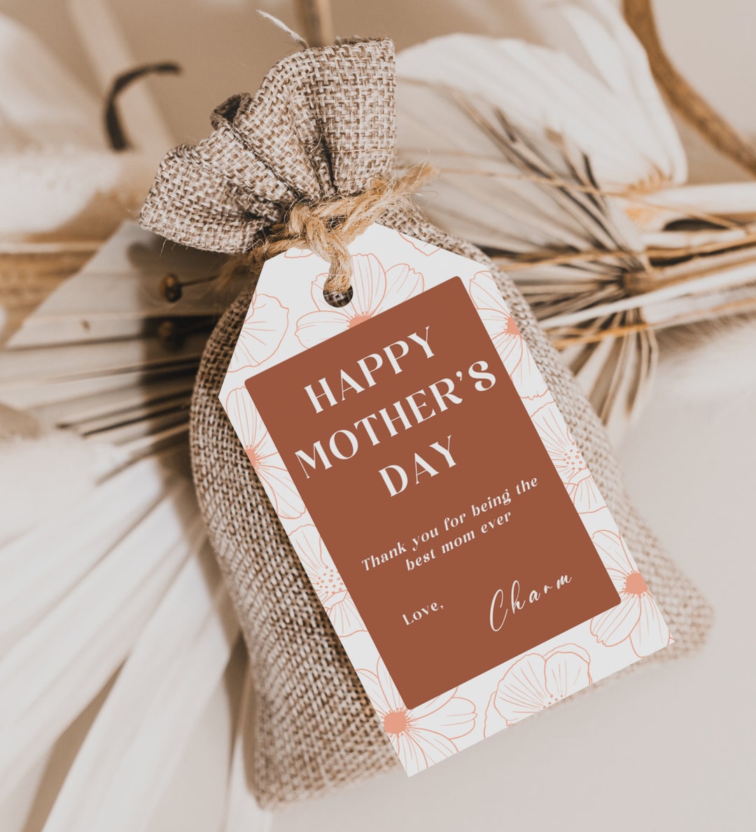 Mother's Day Gift Tag Template, Floral Mother's Day Favor Tag, Mom's ...