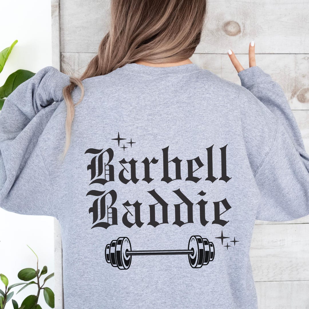 Barbell Baddie Gym Crewneck Sweatshirt, Workout Jumper, Fitness Sweater ...
