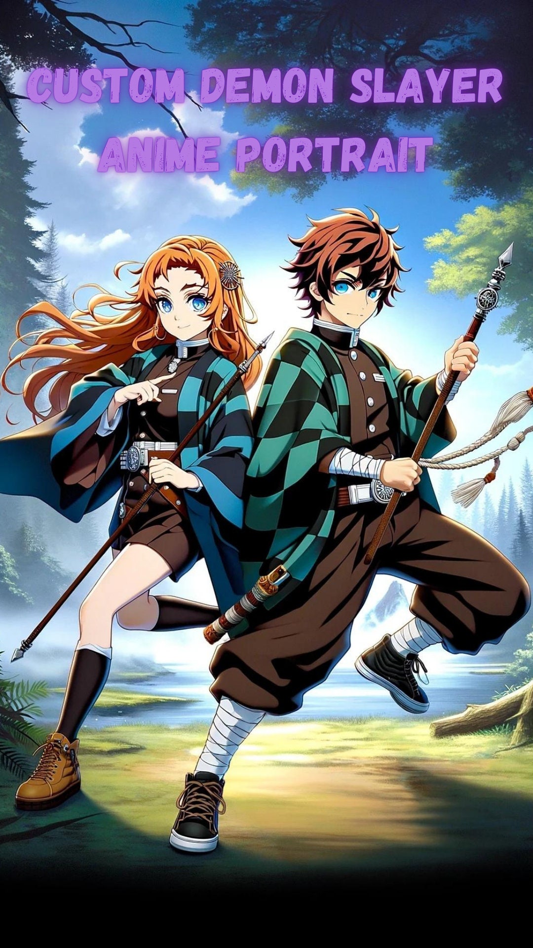 Custom Demon Slayer Anime Portrait Personalized Art for Individuals ...