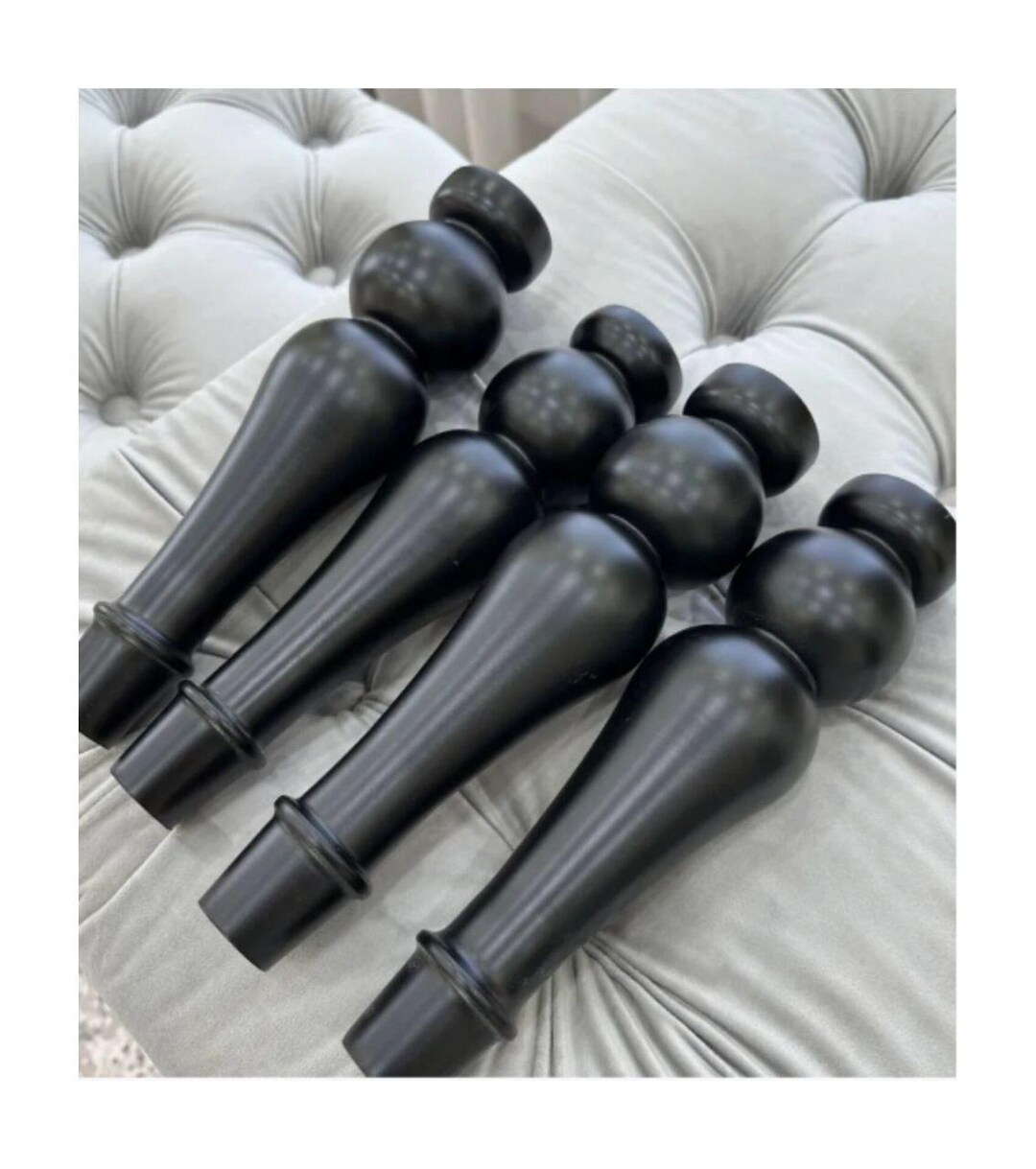 Set of 4 Black Matt Furniture Legs Complete With M8 Bolt Fixing ...