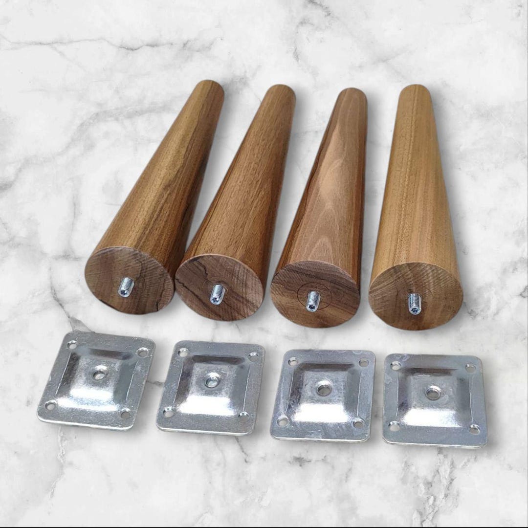 Solid Walnut Tapered Furniture Legs – DIY Sofa Legs With Mounting ...