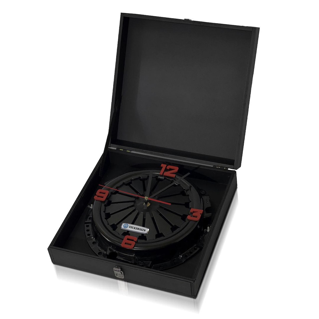 Clutch Clock in a Gift Box, Recycled Car Part Clock, Black Clocks Auto Decor, Round Wall ...