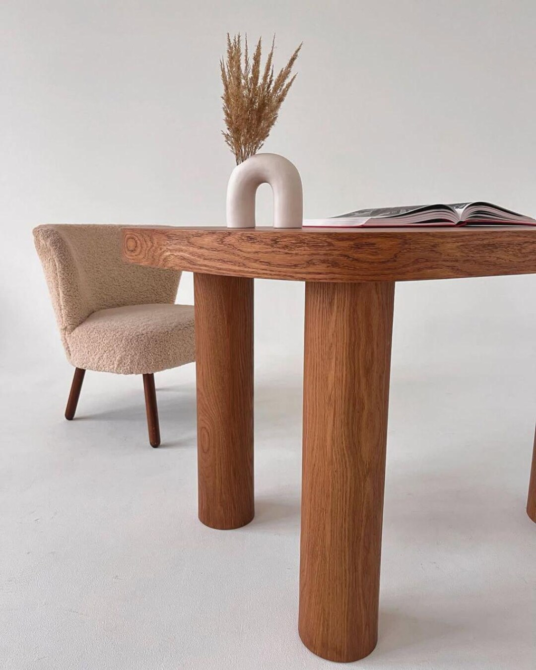 Set of 6 Round Oak Solid Legs for Furniture, Large Round Wooden Legs ...