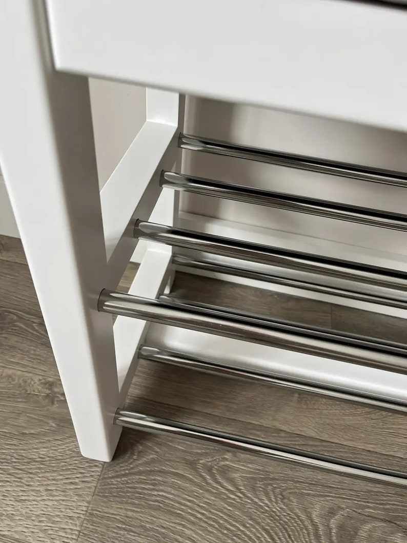 Metal Shoe Rack in White, Modern Shoe Rack Entryway, Industrial Shoe ...