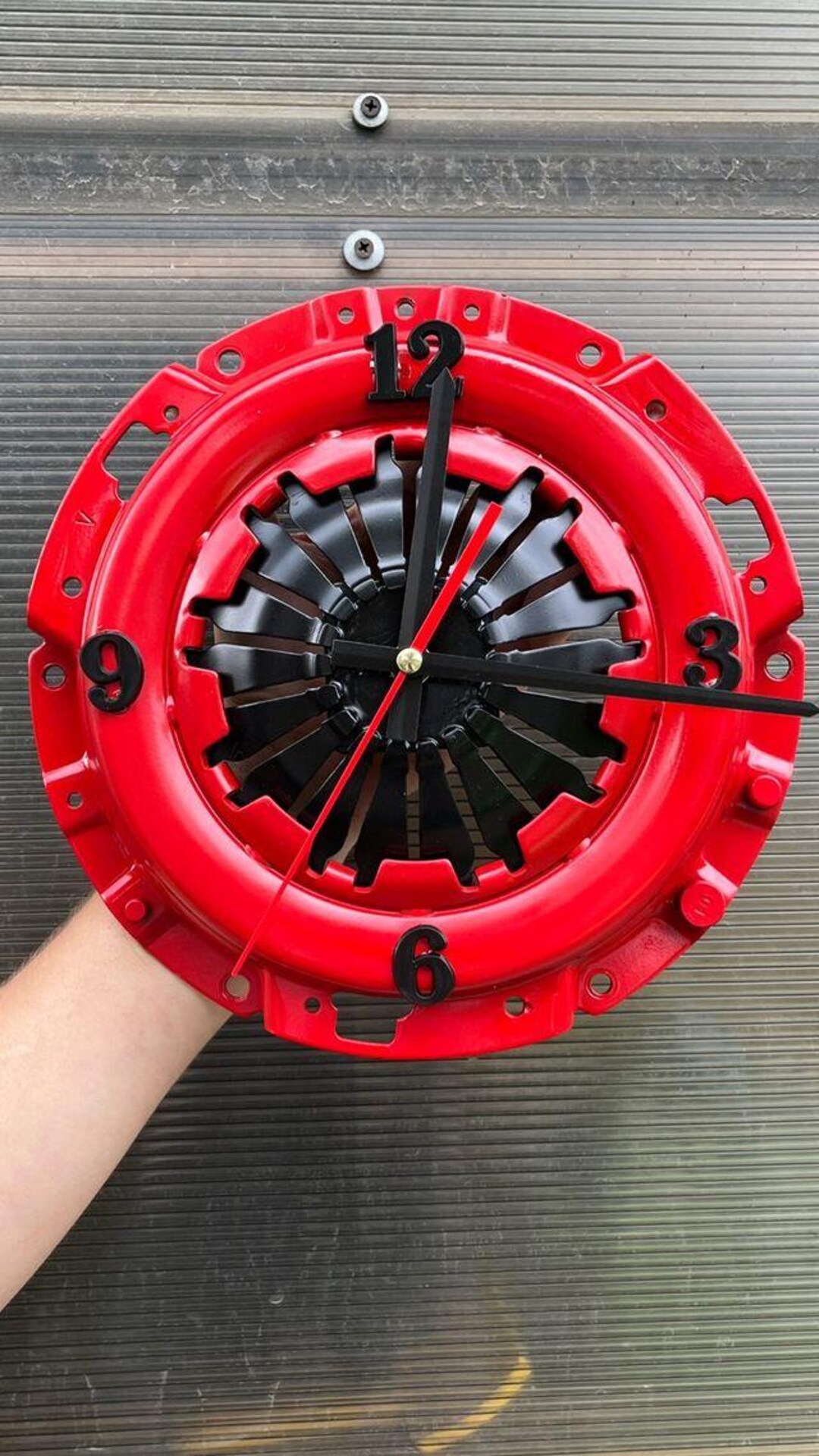 Red Clutch Clock for Garage Organization, Round Car Parts Decor, Bus ...