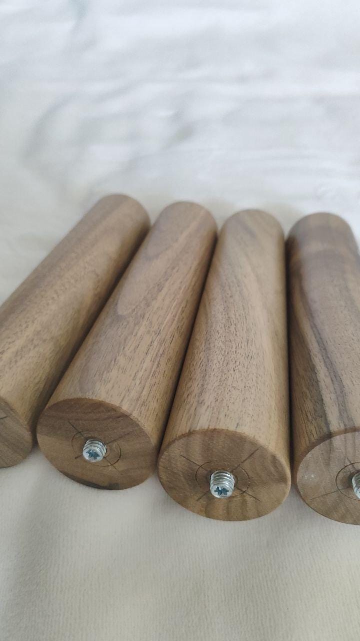Set of 4 Unfished Walnut Table Legs, Tapered Wood Legs From Solid ...