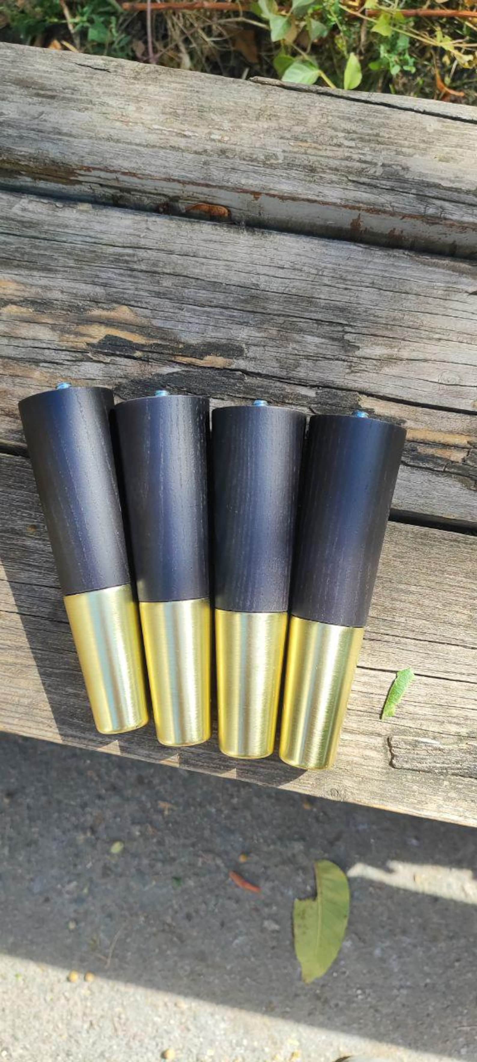 Tapered Wood Legs With Brass Feet, Home Decor Legs Coated in Black ...