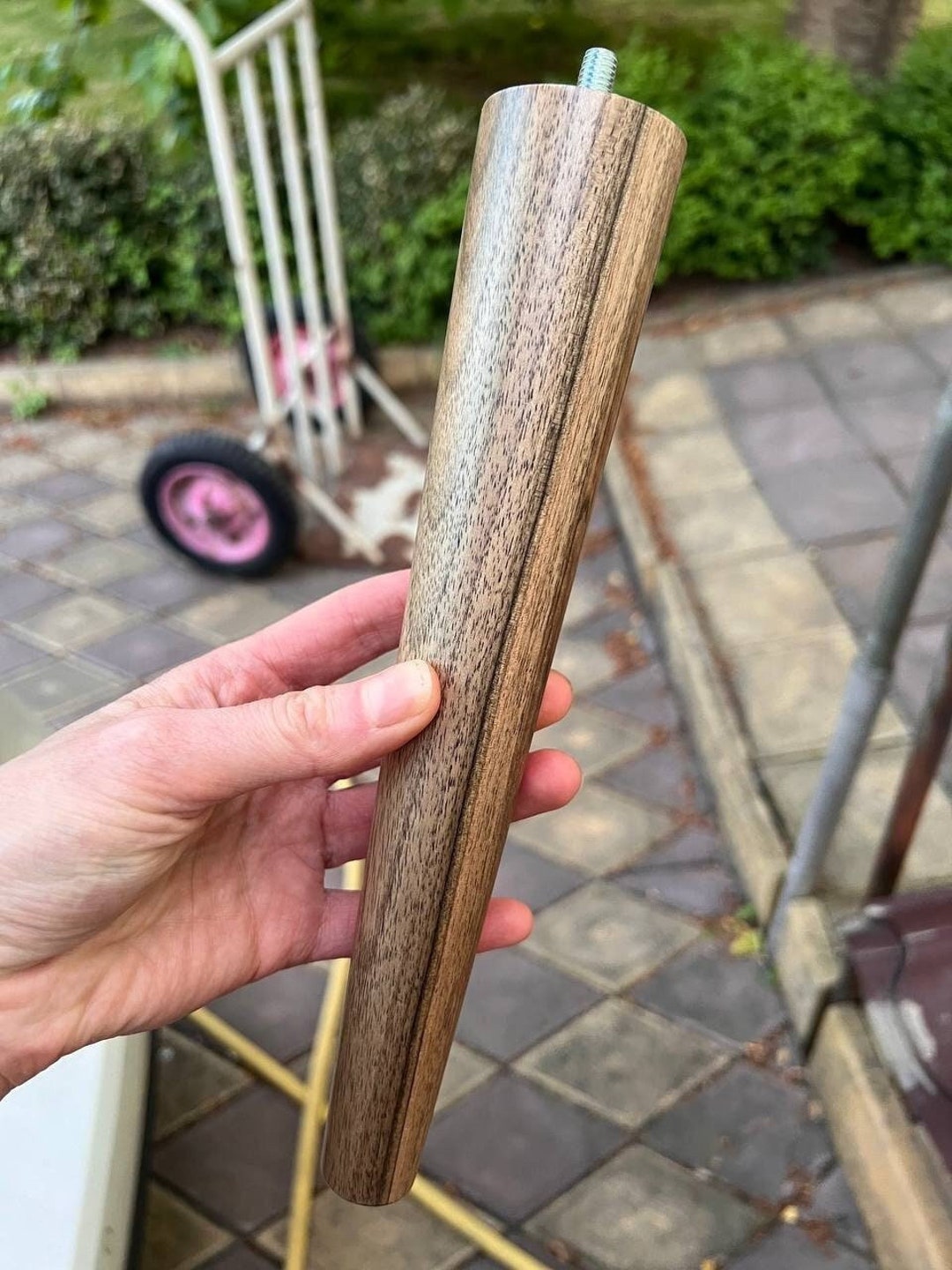 Wulnut Wood Leg Various Heights, Solid Walnut Leg With Fixing Flange ...