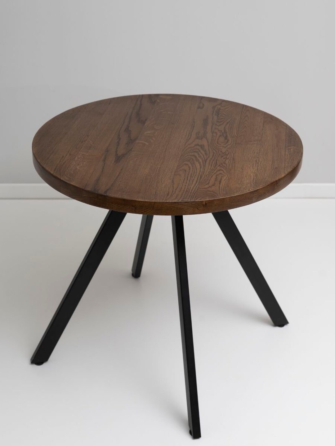 Dark Oak Cofee Table, Farmhouse Furniture With Round Wood Table Top ...