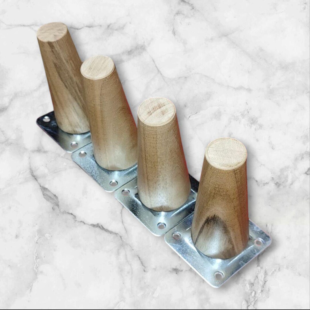 Set of 4 Thick Tapered Wooden Legs Made of Walnut, Unfinished Walnut ...