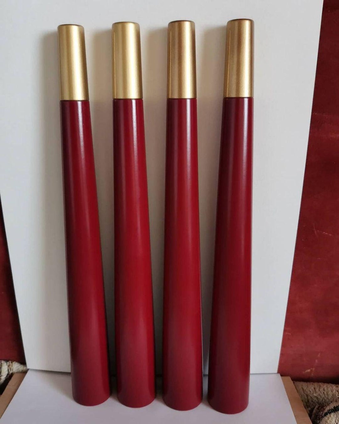Redwood Table Legs, Tapered Wood Legs for Table With Cap, Solid Red Oak ...