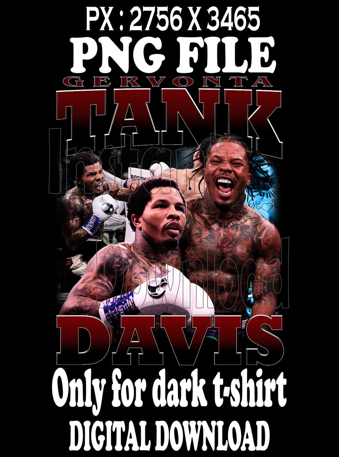 Gervonta Tank Davis Png, Tshirt Design, Ready to Print, Bootleg T Shirt ...