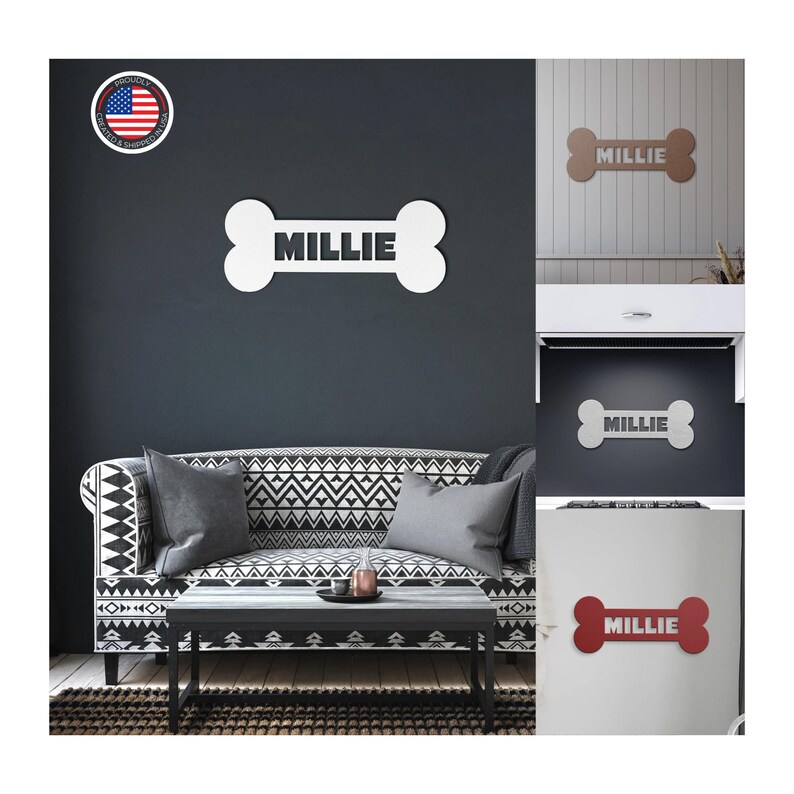 Personalized Dog Bone Metal Wall Art, Kennel Name Sign, Dog Bed Sign ...