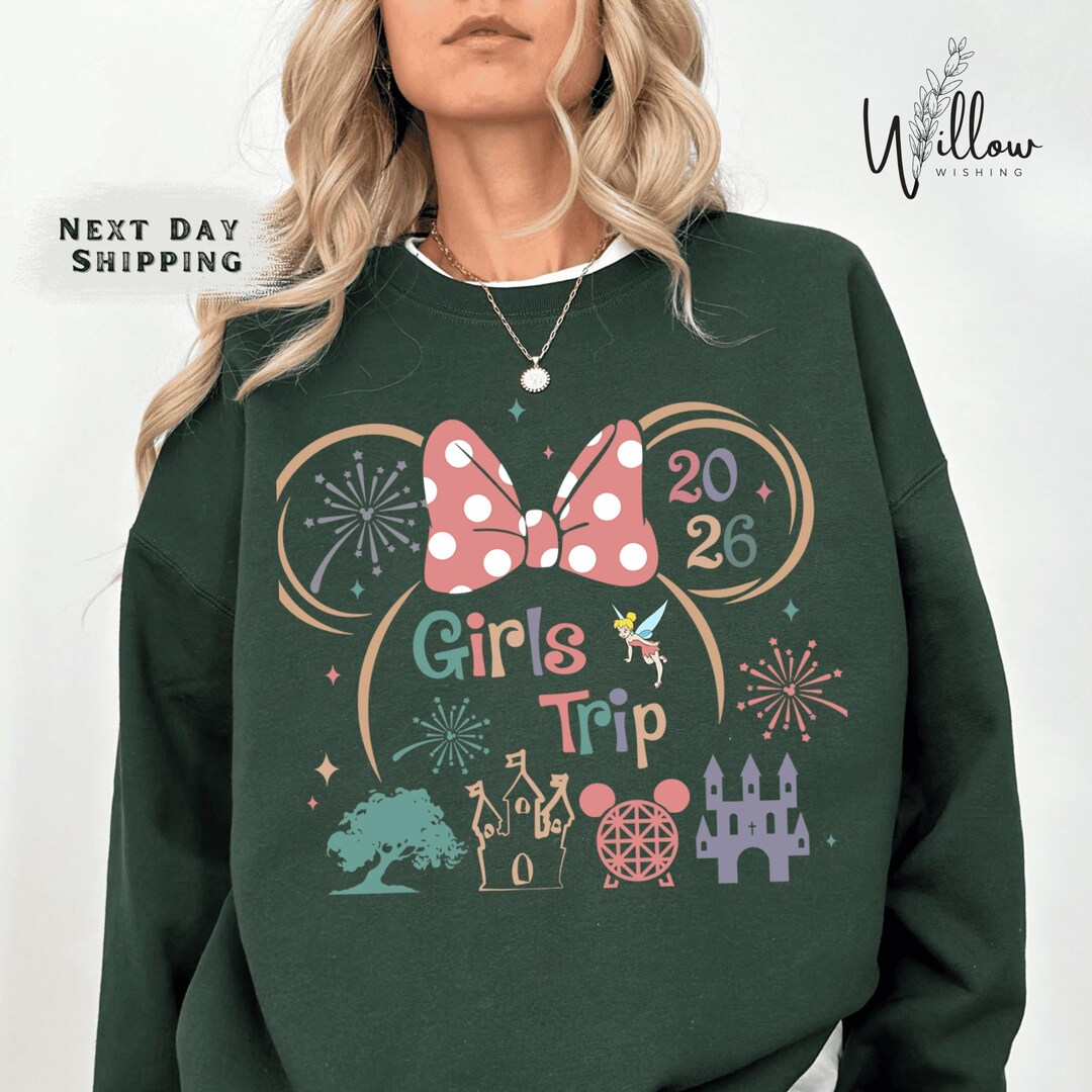 Disney Girls Trip 2026 Sweatshirt, Pullover Vintage Minnie Mouse Cute ...