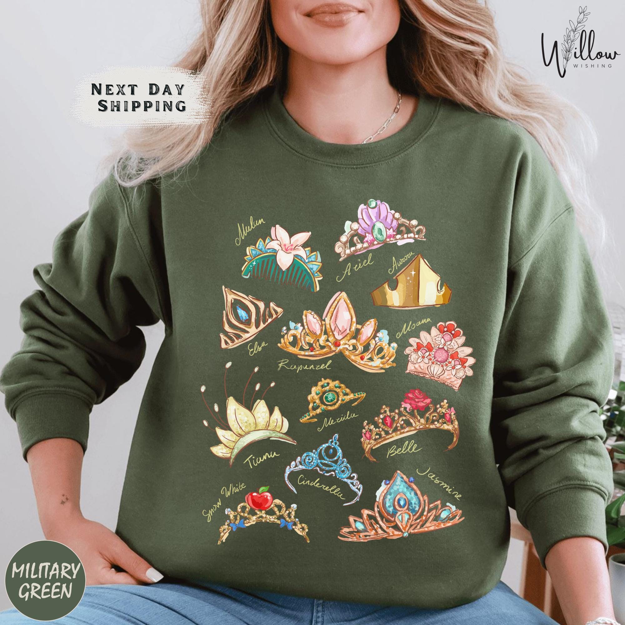 Cozy Retro Disney Princess Sweatshirt, Crown Design With Belle Rapunzel ...
