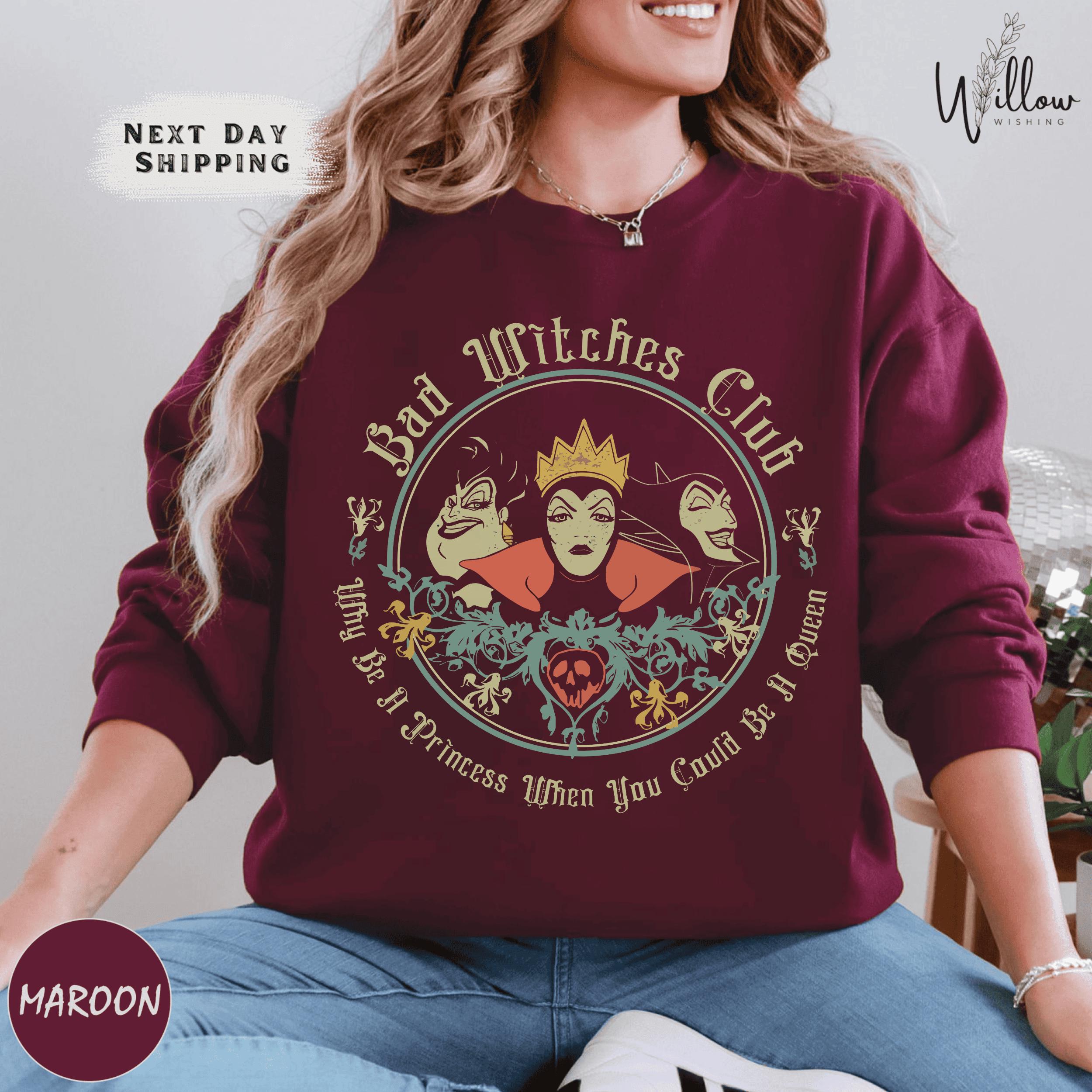 Disney Villains Bad Witches Club Sweatshirt, Retro Ursula Maleficent ...