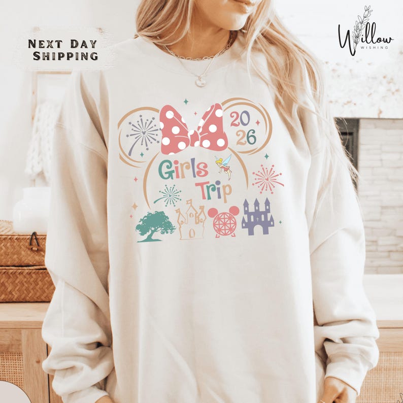 Disney Girls Trip 2026 Sweatshirt, Pullover Vintage Minnie Mouse Cute ...