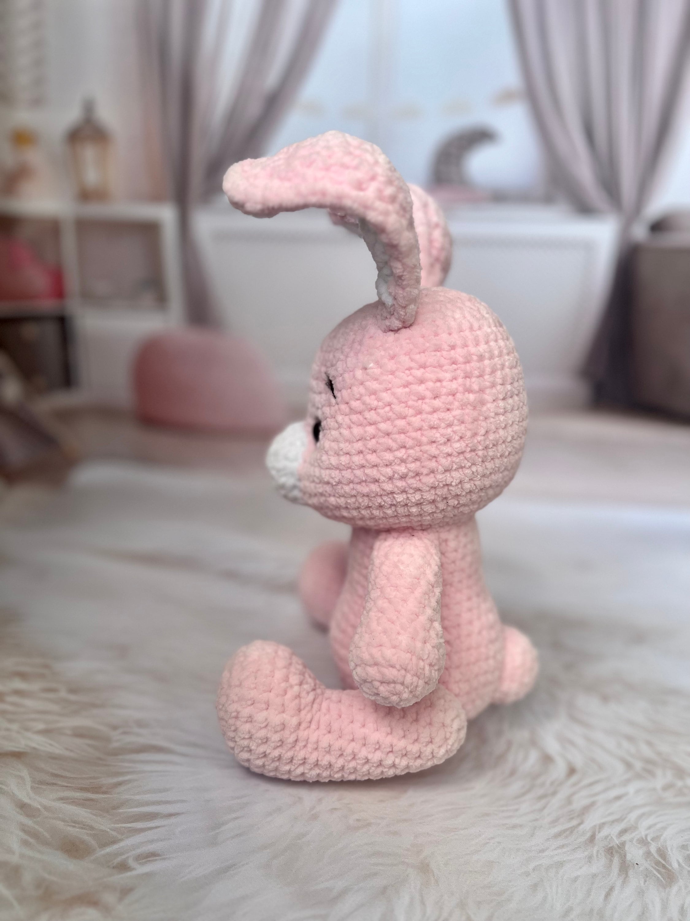 Big Pink Bunny Amigurumi Bunny Gift Handmade Rabbit Plush Toy Crochet ...